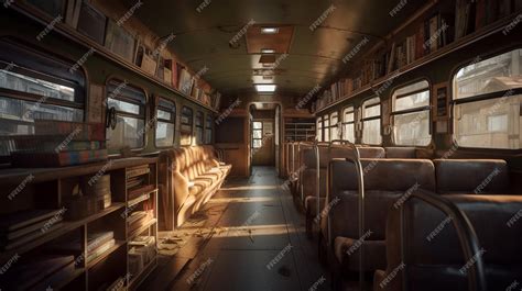 Premium Photo Bus Library Interior Background