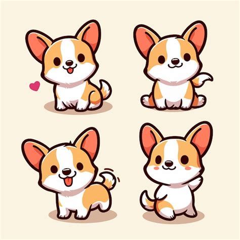 귀여운 강아지 벡터 일러스트 컬렉션 프리미엄 벡터