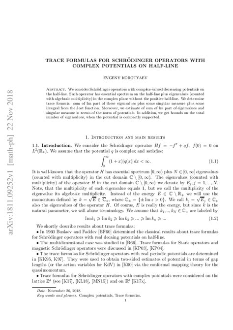 Pdf Trace Formulas For Schrödinger Operators With Complex Potentials