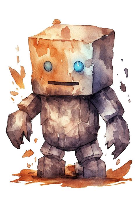 Premium Ai Image Golem Watercolor Clipart Cute Isolated On White