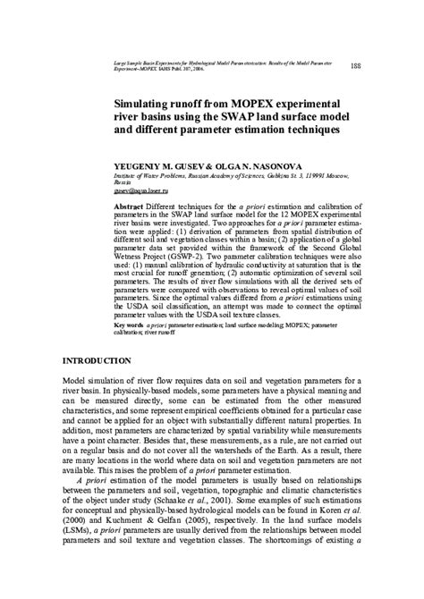 pdf simulating runoff from mopex experimental river basins using the