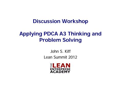 Applying PDCA A Thinking Problem Solving PDF