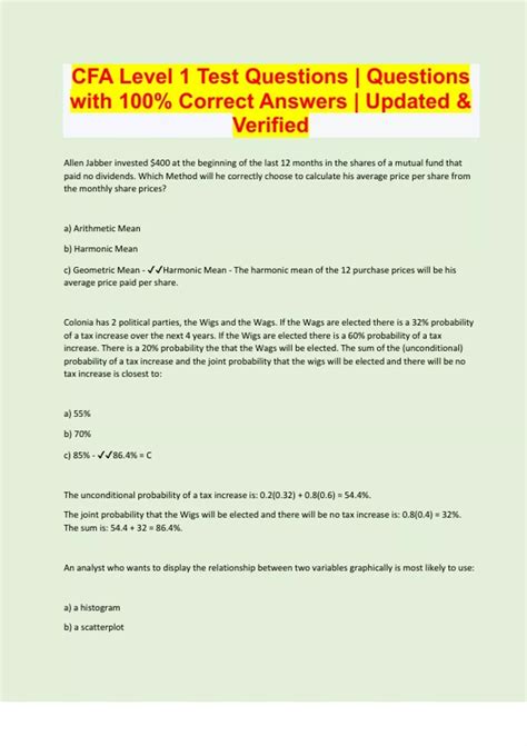 Cfa Level 1 Test Questions Questions With 100 Correct Answers
