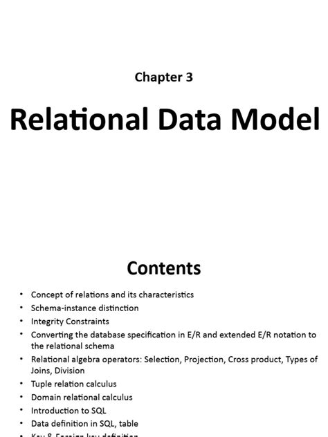 Chapter 3 Relational Data Model Initial Version1 Pdf Relational Database Relational