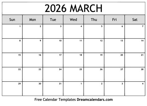 March 2026 Calendar Free Printable With Holidays And Observances