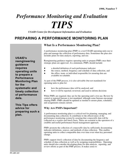 Preparing A Performance Monitoring Plan 215 Pdf Performance