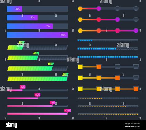 downloading in progress hud interface elements futuristic progress loading bars vector set