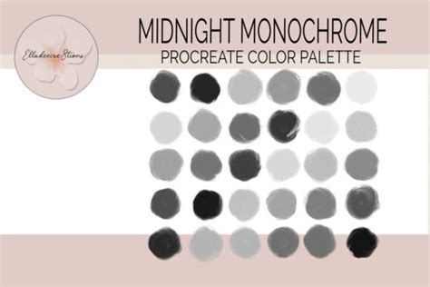 Midnight Monochrome Procreate Palette Graphic By Elladeecre8tions · Creative Fabrica
