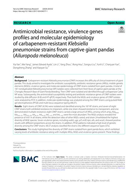 Pdf Antimicrobial Resistance Virulence Genes Profiles And Molecular Epidemiology Of
