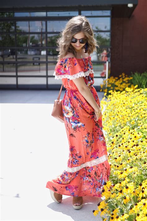 Off The Shoulder Floral Maxi Dress