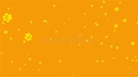 Yellow Paw Flying Animated Background Loop Video Space Mp4 1080p Stock