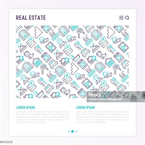 얇은 선 아이콘으로 부동산 개념 아파트 침실 키 엘리베이터 수영장 목욕탕 시설 현대 벡터 그림 웹 페이지 인쇄 매체에 대 한 개념에 대한 스톡 벡터 아트 및 기타 이미지