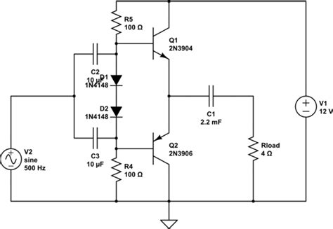 Transistors Input Coupling To Class Ab Amp With Diode Bias One