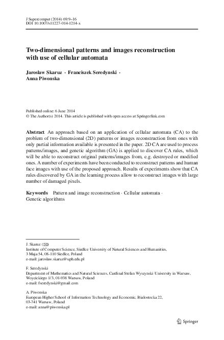Pdf Two Dimensional Patterns And Images Reconstruction With Use Of