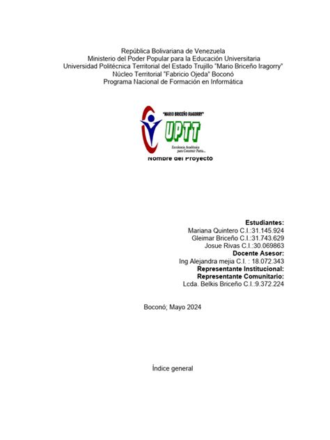proyecto i estructura mariana quintero gleimar briceño y josue rivas