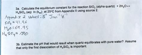 solved calculate the equilibrium constant for the reaction sio2 alpha