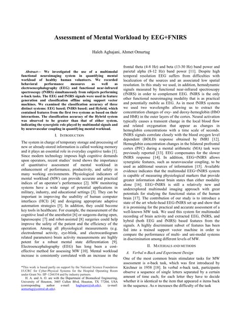 PDF Assessment Of Mental Workload By EEG FNIRS