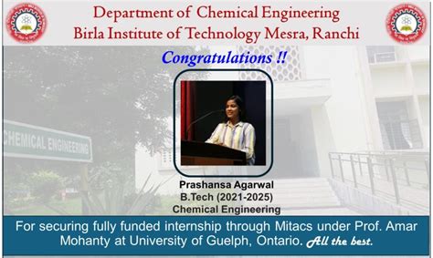 Prashansa Agarwal On Linkedin Thank You Department Of Chemical Engineering And My Esteemed