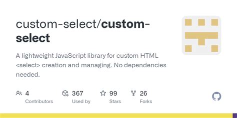 GitHub Custom Select Custom Select A Lightweight JavaScript Library For Custom HTML Creation