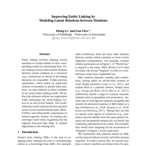 Improving Entity Linking By Modeling Latent Relations Between Mentions