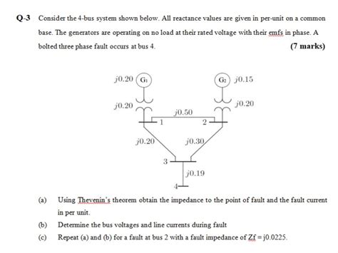solved q 3 consider the 4 bus system shown below all
