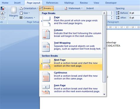 Cara Nak Buat Page Number Bermula Pada Page Kedua