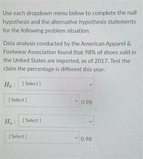 Solved Use Each Dropdown Menu Below To Complete The Null Chegg