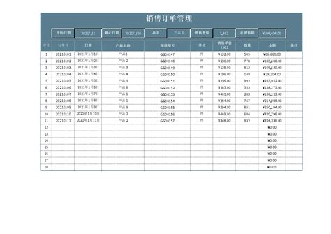 销售订单管理excel模板柚墨yomoer