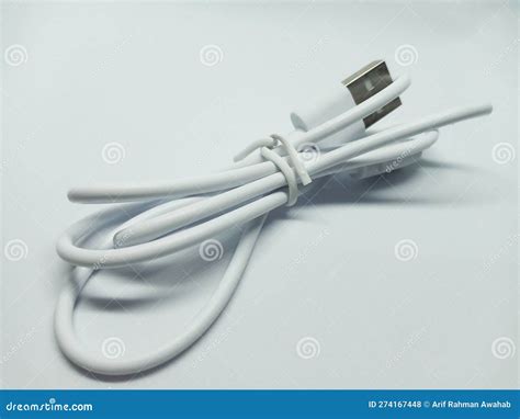 Tied White Usb Cable On White Background Stock Photo Image Of Background Bright