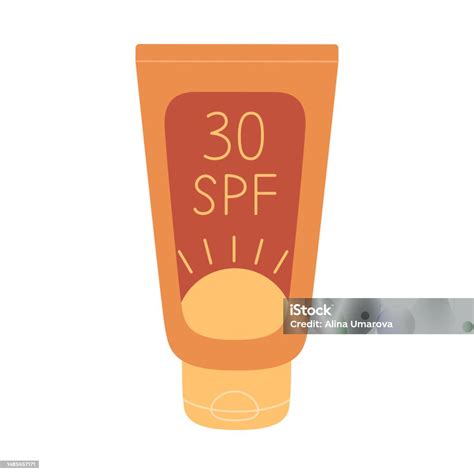 튜브에 자외선 차단제 크림 30 Spf 자외선차단로션 자외선차단 스킨케어 흰색 배경에 분리된 단순한 스타일의 벡터 평면 그림 건강한 생활방식에 대한 스톡 벡터 아트 및 기타