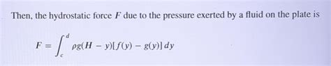 solved find the hydrostatic force on the face of a vertical