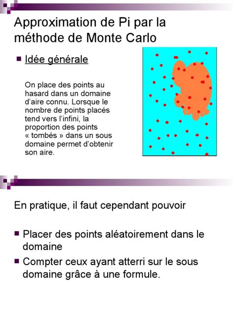 Approximation De Pi Par La Methode De Monte Diaporama Pdf Pi