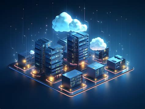 Premium AI Image Cloud Data Storage Database Cloud Computing Concept And Idea