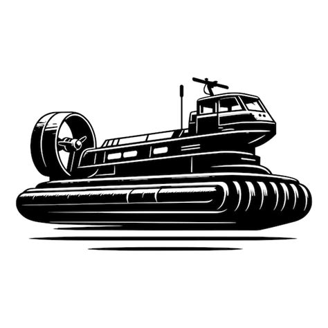 Hovercraft Silhouette Vector Illustration Isolated On A White Background Premium Ai Generated