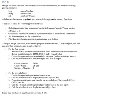 Solved Part 1 Design A Course Class That Contains