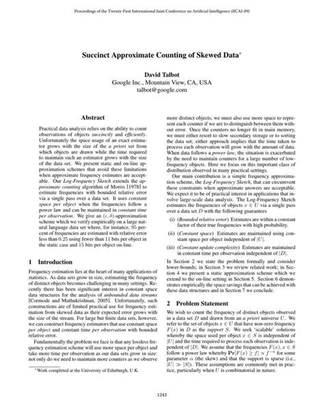 Succinct Approximate Counting Of Skewed Data David Talbot