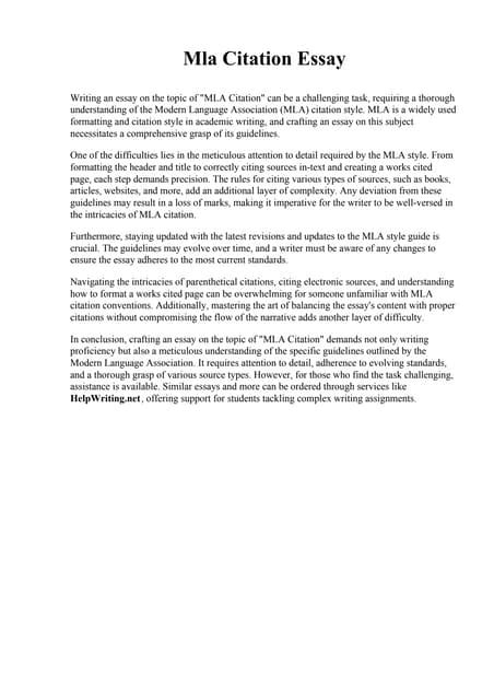 Proper Mla Format Essay Pdf