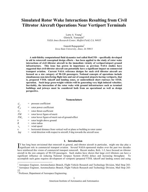 Pdf Simulated Rotor Wake Interactions Resulting From Civil Tiltrotor