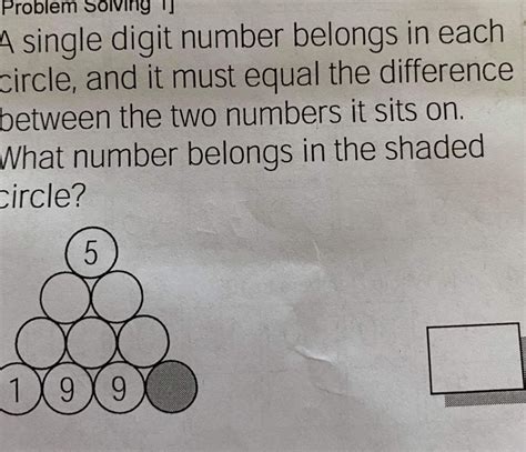 solved problem solving 1] a single digit number belongs in each circle