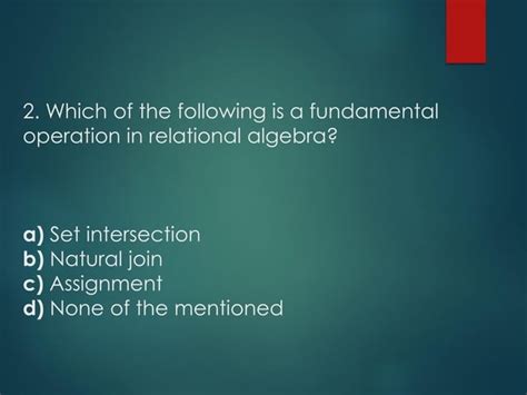 Quiz On Relational Algebra Ppt