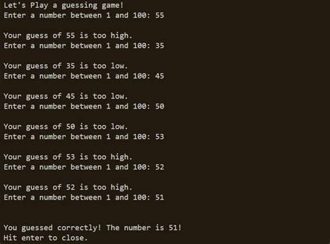 Console Guessing Game In C