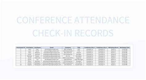 Conference Attendance Check In Records Excel Template Free Download Pikbest