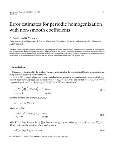 Error Estimates For Periodic Homogenization With Non Smooth Coefficients