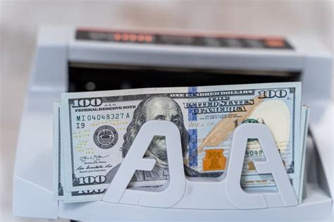 Dollar Counting Equipment In Bank Money Banking Counter Stock Image