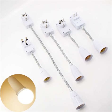 Eu Uk Plug Flexible Extend E27 Light Lamp Base Power Socket Bulb Converter Adapter Wall Lamp