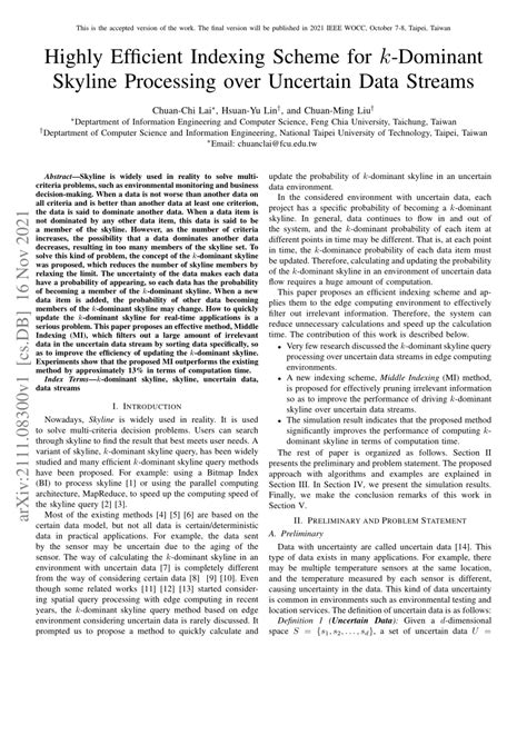 Pdf Highly Efficient Indexing Scheme For K Dominant Skyline