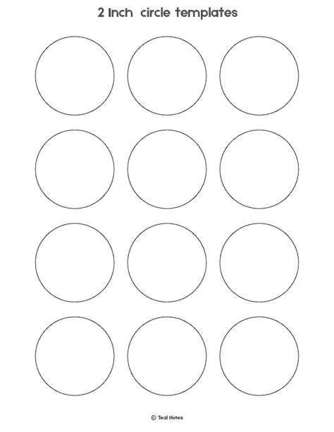 Different Size Circle Template Printable