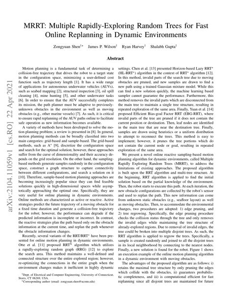 Pdf Mrrt Multiple Rapidly Exploring Random Trees For Fast Online