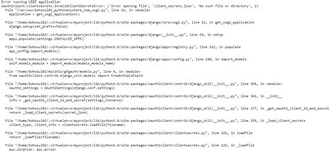 python error running wsgi application client secrets json stack
