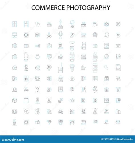 Commerce Photography Icons Signs Outline Symbols Concept Linear